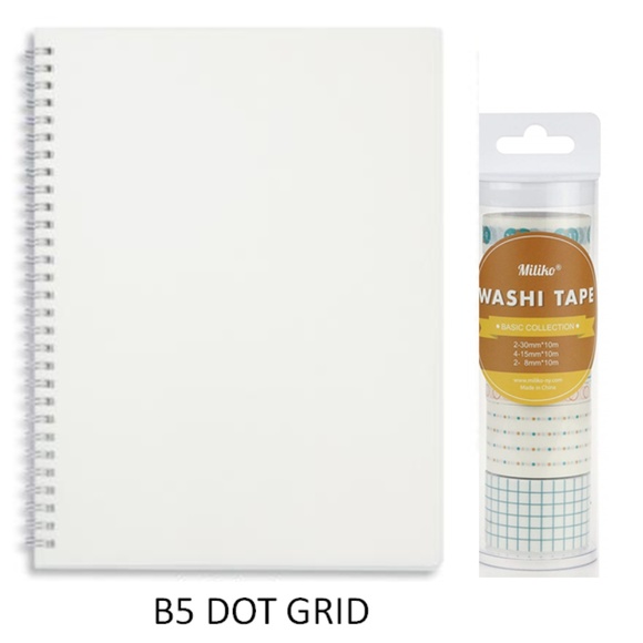MILIKO | Office | B5 Bullet Journal With Basic Washi Tapedot Grid ...